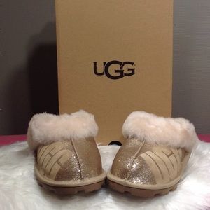 UGG | Shoes | Ugg Coquette Gold Sparkle Slippers | Poshmark